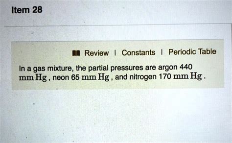 Solved Item 28 Review Constants Periodic Table In A Gas Mixture The Partial Pressures Are