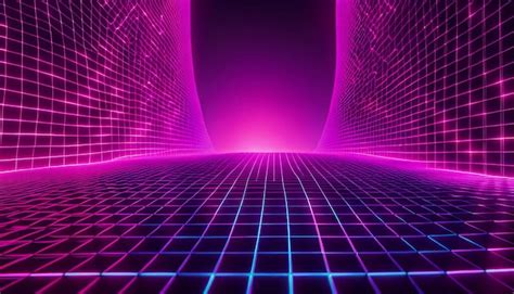 Perspective Synthwave Grid With Depth Of Field Effect Premium Ai Generated Image