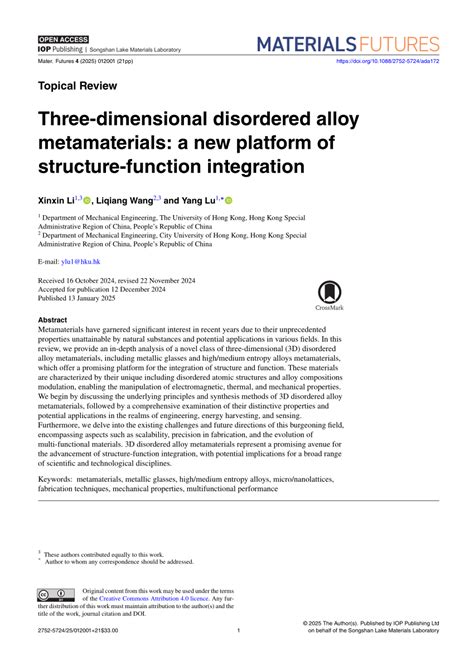 Pdf Three Dimensional Disordered Alloy Metamaterials A New Platform Of Structure Function