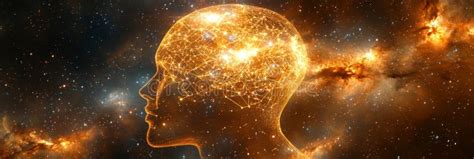 Digital Cosmic Mind Human Head Profile With Network Connections Universe Background Stock