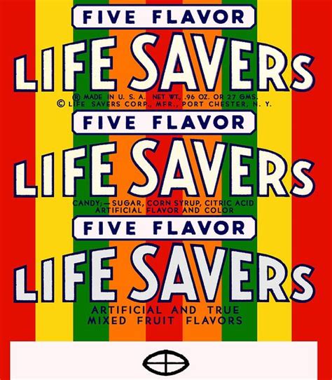 Lifesavers Roll Wrapper Five Flavor 1950s Life Savers Vintage