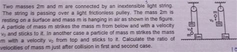 [answered] two masses 2m and m are connected by an inextensible light