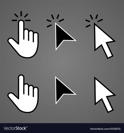 Cursor And Hand With Gesture Royalty Free Vector Image