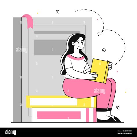 book reading vector linear concept stock vector image and art alamy