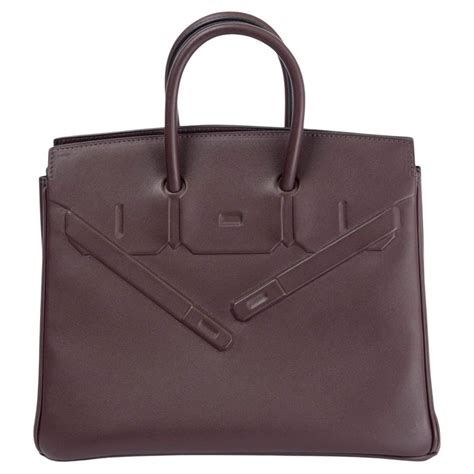 Hermes Rouge Sellier Marroon Swift Leather Birkin 25 Shadow Birkin Bag