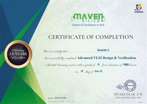 Completed Advanced Vlsi Design And Verification At Maven Silicon Rohith S Posted On The Topic