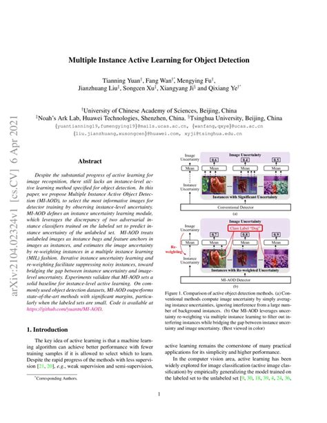 Multiple Instance Active Learning For Object Detection Deepai