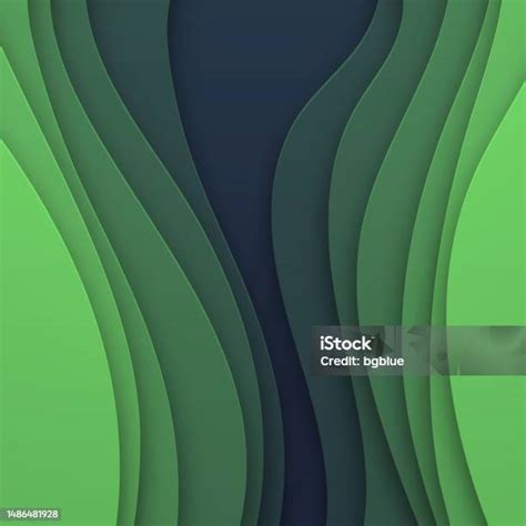 종이 컷 배경 녹색 추상파 모양 트렌디 한 3d 디자인 0명에 대한 스톡 벡터 아트 및 기타 이미지 0명 3차원 형태 검은색 Istock