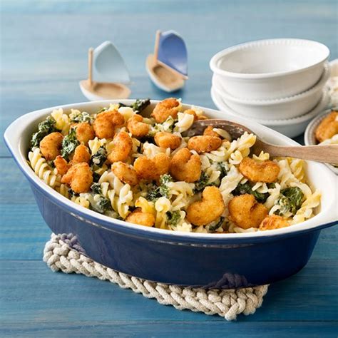 Parmesan Pasta Popcorn Shrimp And Spinach Bake Recipe Spinach