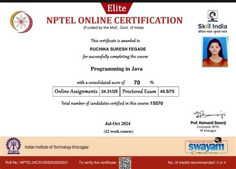 Ruchika Fegade On Linkedin Java Programming Nptel Iitkharagpur