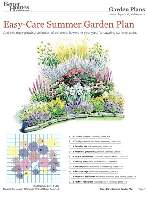 Easy Care Summer Garden Plan Better Homes And Gardens Part Sun Garden