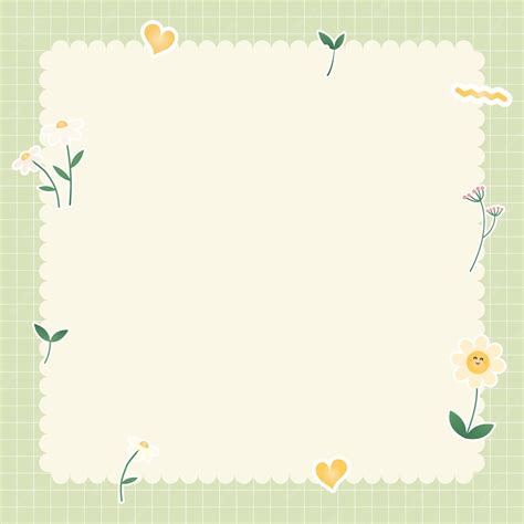 카와이 스티커와 함께 귀여운 카와이 파스텔 노트북과 메모 패드 그리드 배경 프리미엄 벡터