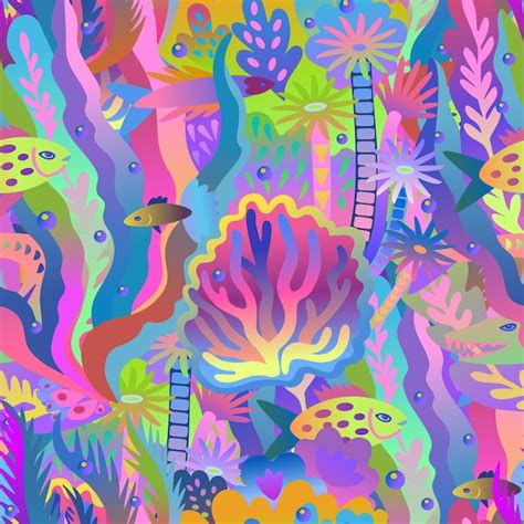 Premium Vector Abstract Coral Reef Illustration Colorful Seamless