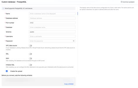 How To Add A User Created Postgresql Data Source Quick Bi Alibaba Cloud Documentation Center