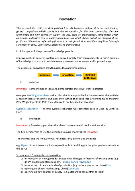 Innovation Lecture Notes Innovation “but In Capitalist Reality As