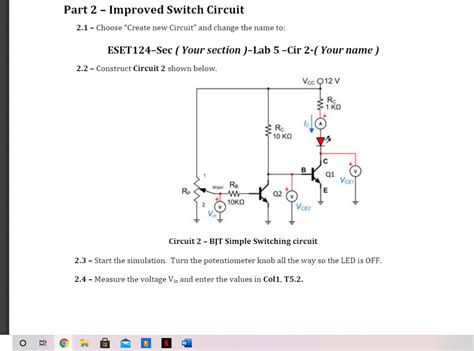 solved part 2 improved switch circuit 2 1 choose create