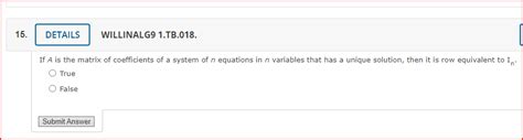 Solved 15 Details Willinalg9 1 Tb 018 N If A Is The Matrix