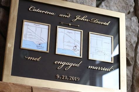 Our Met Engaged Married Frames Make A Great T Idea ⁠ Custom Maps