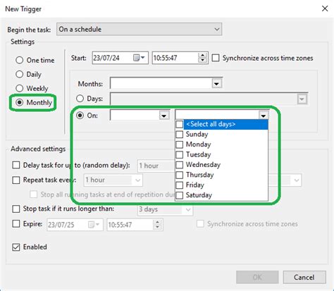 c schedule task on second sunday of the month or on third and fourth