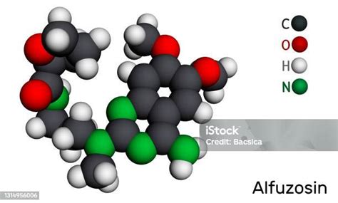 알푸조신 분자 그것은 항신플라스틱 제 항 고혈압제 알파adrenergic 길항제입니다 분자 모델 3d 렌더링 3차원 형태에 대한 스톡 벡터 아트 및 기타 이미지 Istock