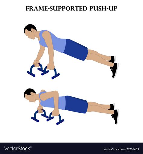 Frame Supported Push Up Exercise Strength Workout Vector Image