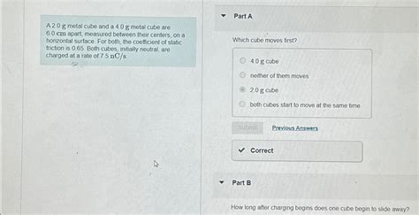 Solved A 2 0g ﻿metal Cube And A 4 0g ﻿metal Cube Are 6 0cm