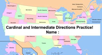 Geography Cardinal And Intermediate Directions Usa Map Activity Digital