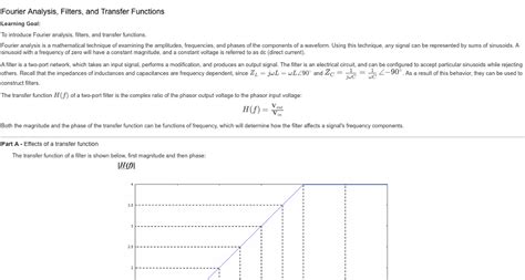 Solved Fourier Analysis Filters And Transfer Functions