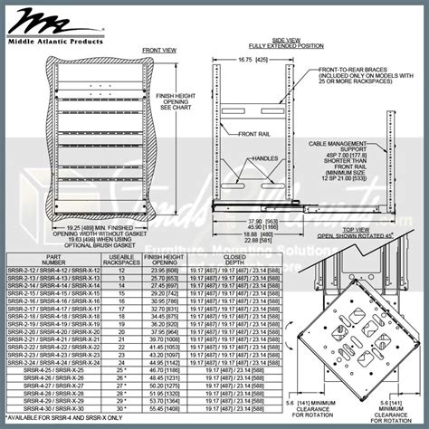Middle Atlantic Slide Out And Rotate Rack Extended 21 Ru Srsr X 21