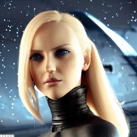 Photo Of A Beautiful Swedish Woman Standing By A Starfighter