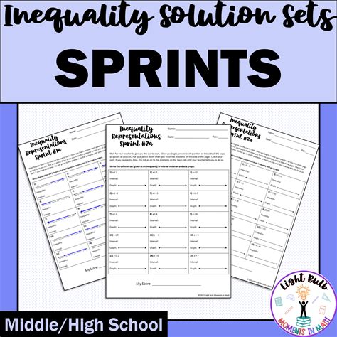 Inequality Solution Set Timed Math Drills For Fluency Sprints Light Bulb Moments In Math