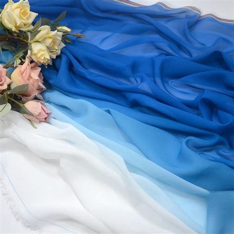 Premium Ombre Chiffon Lace Fabric Gradient 100d Chiffon Fabric For