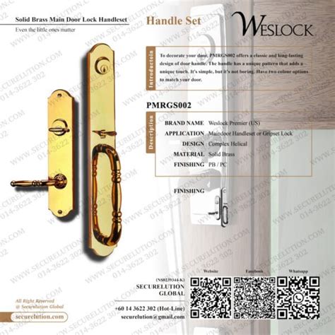 Securelution Global Solid Brass Main Door Lock Handleset