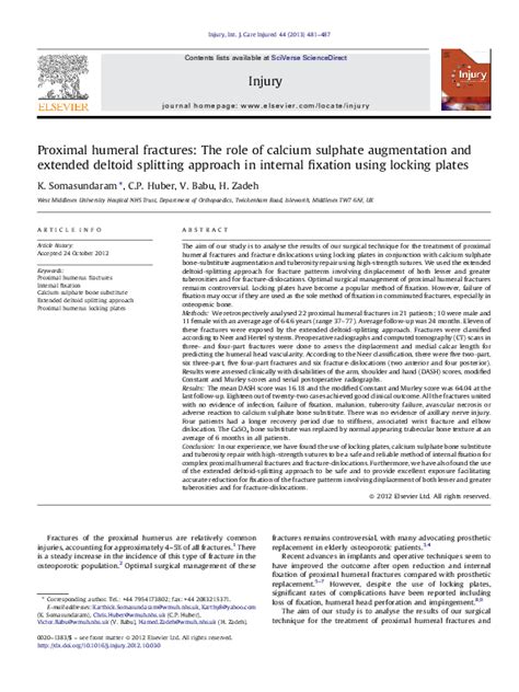 Pdf Internal Fixation Of 4 Part Proximal Humerus Fractures And Fracture Dislocations Using