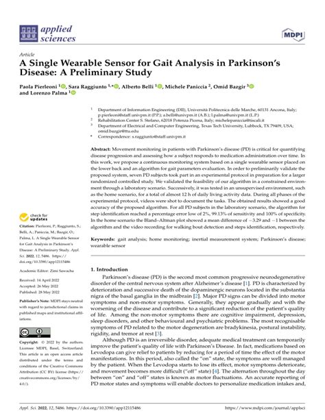 Gait Analysis In Parkinsons With Wearable Sensor