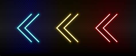 Neon Icons Ui Arrow Set Of Red Blue Yellow Neon Vector Icon On Darken Background 16083324