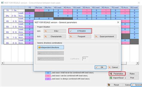 concomitance between load cases