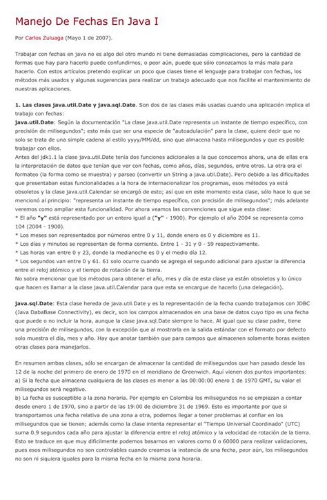 Pdf Manejo De Fechas En Java I Dokumentips