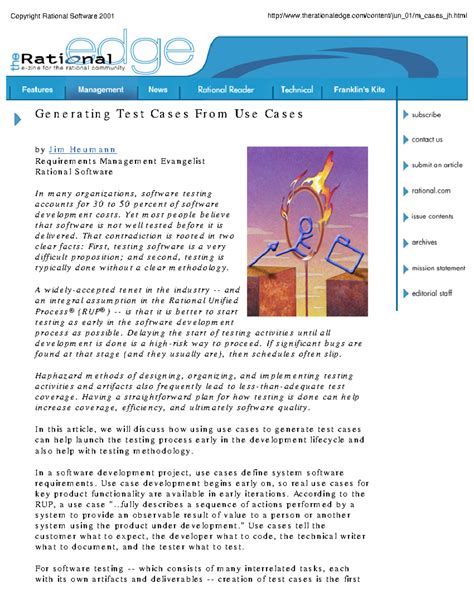 Generating Test Cases From Use Cases Yet Most People Believe That Software Is Not Well Tested