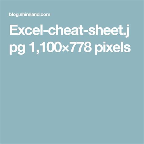 Excel Excel Cheat Sheet Cheating