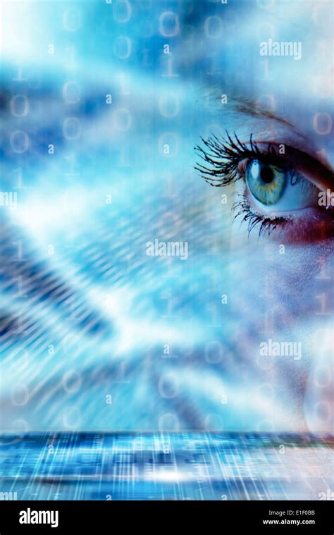 Woman Eye With Binary Code Stock Photo Alamy
