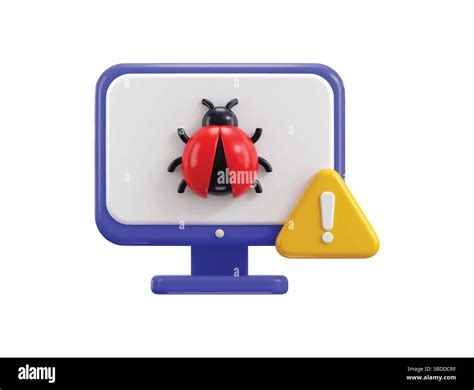 Computer Bug With Warning Symbol Icon 3d Render Concept Of Computer