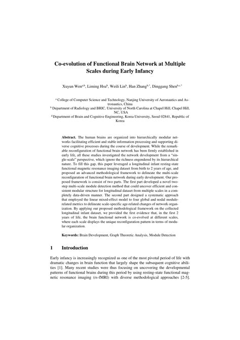 Pdf Co Evolution Of Functional Brain Network At Multiple Scales During Early Infancy