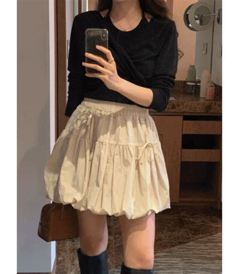 얼리버드세일 펌킨 셔링 레이스 리본스커트3col 발레코어 미니스커트 벌룬치마 데이트룩 에이블리