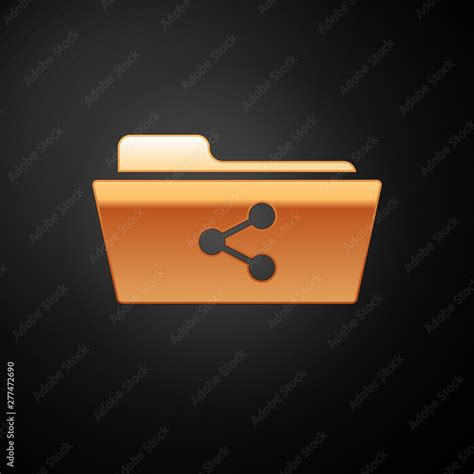 Gold Share Folder Icon Isolated On Black Background Folder Sharing