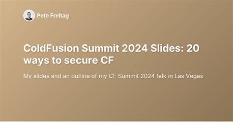 Coldfusion Summit 2024 Slides 20 Ways To Secure Cf
