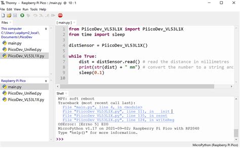Raspberry Pi Pico With Distance Sensor VL L X Product Questions Core Electronics Forum