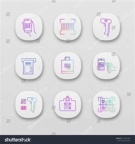 Barcodes App Icons Set Smartphone Barcode Stock Vector Royalty Free 1215655309 Shutterstock