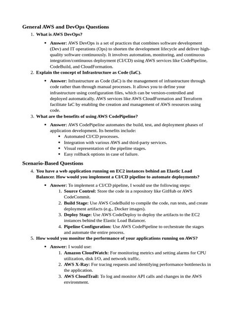 Aws Dev Ops Scenario Interview Questions Pdf Amazon Web Services