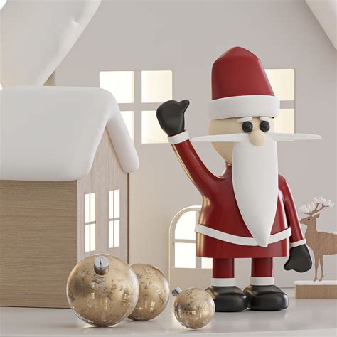 christmas decorative set 3d modeling behance